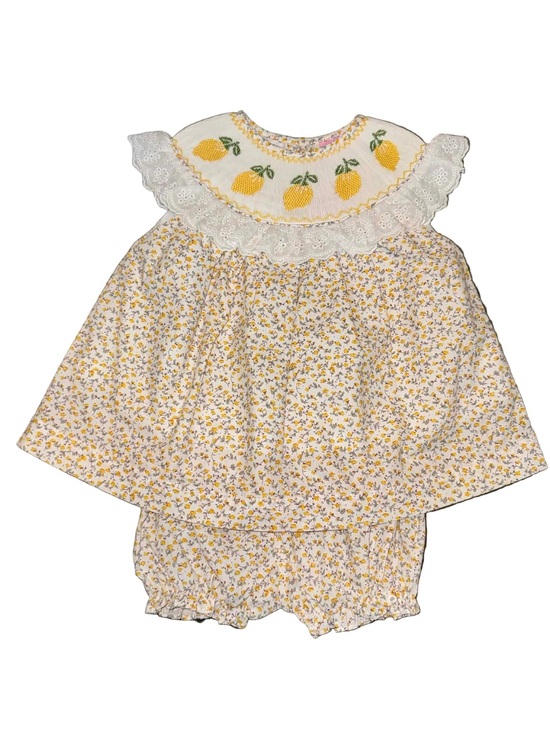 Matching Sets | Handsmocked Lemon Floral Baby Dress Set Yellow | Poshmark